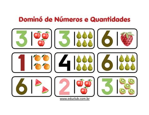 Dominó De Números E Quantidades Para Imprimir Jogue E Aprenda Matemática Educlub