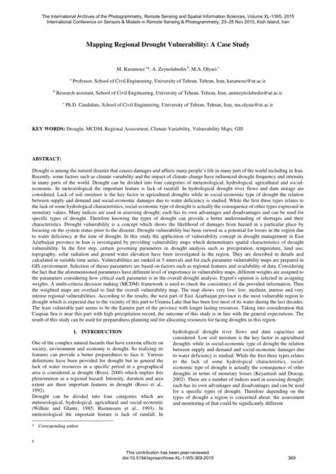PDF MAPPING REGIONAL DROUGHT VULNERABILITY A CASE STUDY