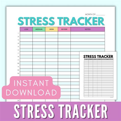 Stress Tracker Printable Template Mental Health Log Daily Stress Log Anxiety Journal Mood