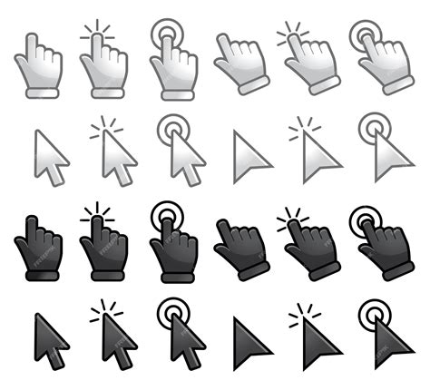 Premium Vector Computer Mouse Click Cursor Gray Arrow Icons Set And Loading Icons Cursor Icon