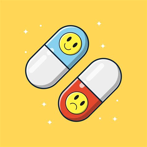 Vector De Icono De Dibujos Animados De Pastillas De Cápsula Feliz Y
