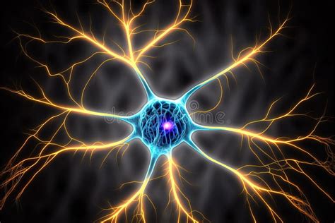 Nerve Cell With Dendrites Macro View Of Neuron Inside Brain