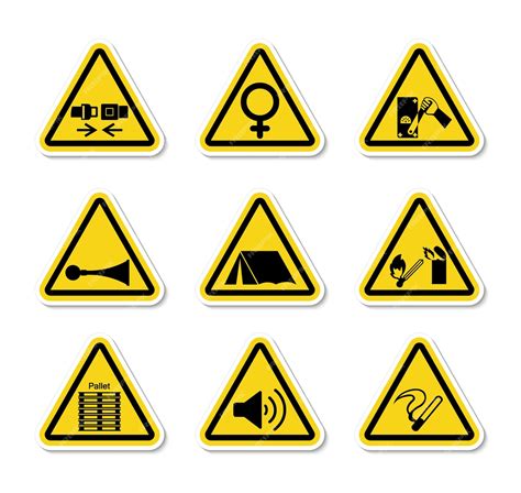 Premium Vector Triangular Warning Hazard Symbols Labels Sign Isolate