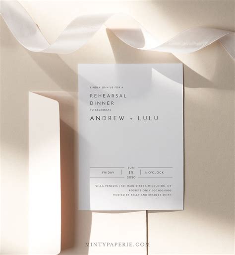 Minimalist Rehearsal Dinner Invitation Template Modern Simple