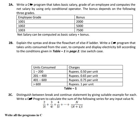 Solved A Write A C Program That Takes Basic Salary Grade Chegg