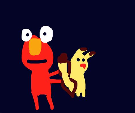Ash And Pikachu Turned Into Elmos Drawception