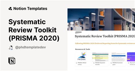 Systematic Review Toolkit Prisma 2020 Template By Phd Template Dev Notion Marketplace