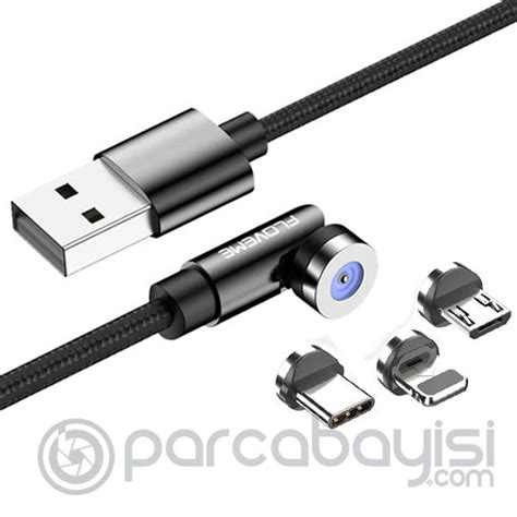 Floveme 540 Dönebilen Mıknatıslı Usb Şarj Kablosu 3 Başlık（iPhone+Type ...