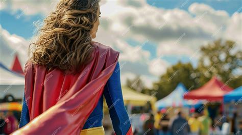 Premium Photo Confident Female Superhero At Outdoor Event In Sunglasses