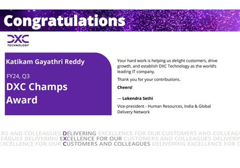 Katikam Gayathri Reddy On Linkedin Dxc Wearedxc Champsaward