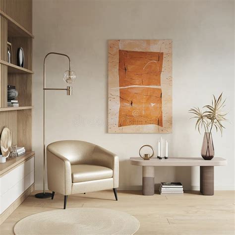 Beautiful Minimalist Interior Design Of A Modern Stock Illustration