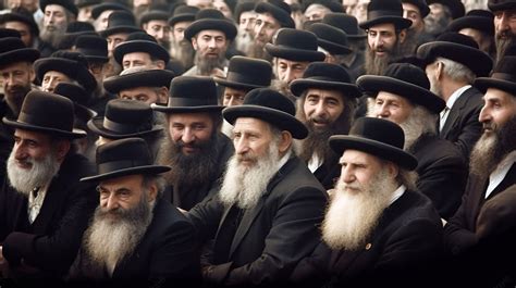 Several Elderly Jewish Men In Hats Sitting Down Background Picture Of