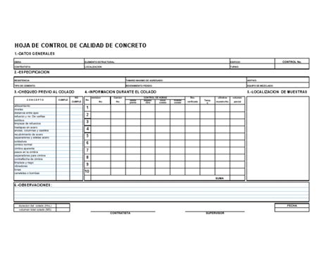 Formato De Recepción De Colado De Concreto Pdf Hormigón