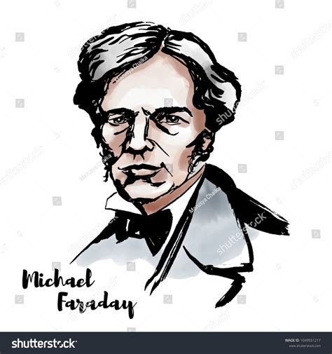 Michael Faraday Watercolor Vector Portrait Ink Stock Vector Royalty