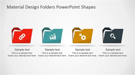 material design folders powerpoint shapes slidemodel
