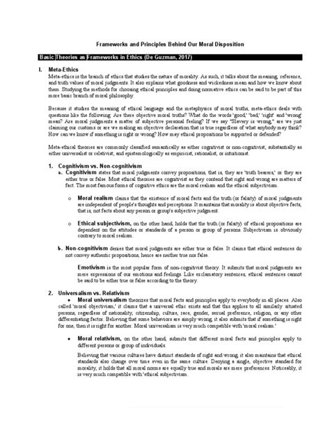 Frameworks And Principles Behind Our Moral Disposition Pdf