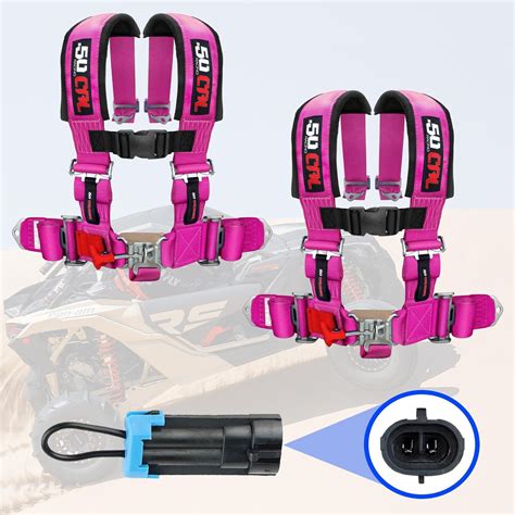 Pair Of 4 Point Safety Harnesses 2 Wbypass Plug Fits Can Am Maverick