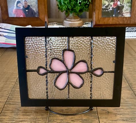 Pink Flower Stained Glass Etsy