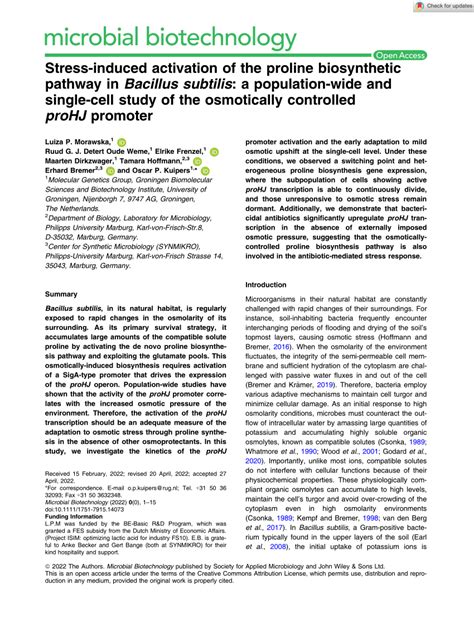 Pdf Stress Induced Activation Of The Proline Biosynthetic Pathway In