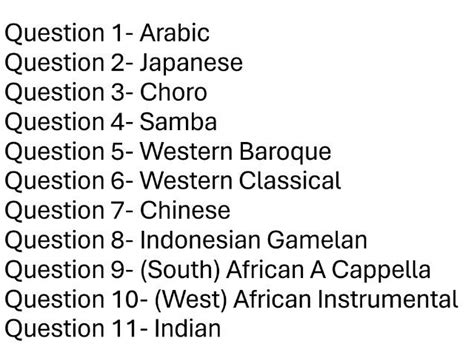Igcse Music Practice Questions Bundle 2 Teaching Resources