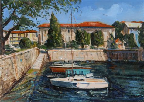 Leslie Coldrick Framed 2000 Oil Island Pallanga Von Leslie Coldrick