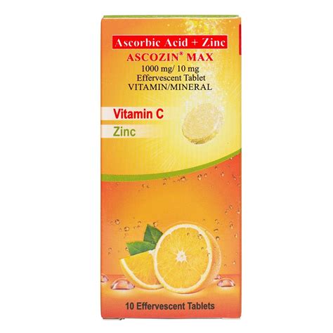 Ascozin Max Ascorbic Acid Zinc 1000mg 10mg Effervescent Tablet 1s