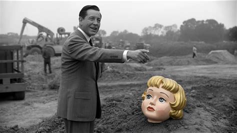 1954 Anaheim Photo Of Walt Near Bulldozer — Pale Dolls Head Half