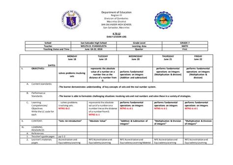 Contextualized Lesson Plan In Math 7 Linear Equation In One Variable Docx