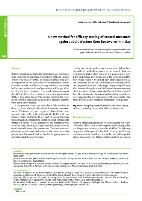Pdf A New Method For Efficacy Testing Of Control Measures Against