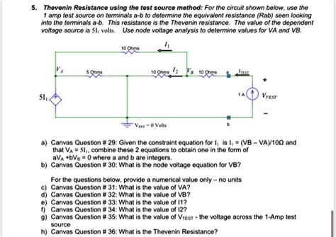 Solved 5 Thevenin Resistance Using The Test Source Method For The
