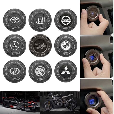 Auto Engine Push Start Stop Button Cover Car Rotatable Start Button