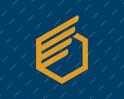 Forme Hexagonale Avec Ailes Déployées Simples Vecteur Premium