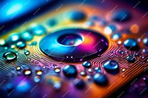Premium Ai Image Macro Photography Of Computer Chip And Water Droplets On Computr Cd And