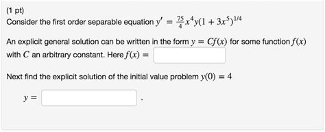 Solved Consider The First Order Separable Equation Y