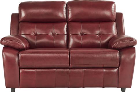 Antonin Red Leather Stationary Loveseat Rooms To Go