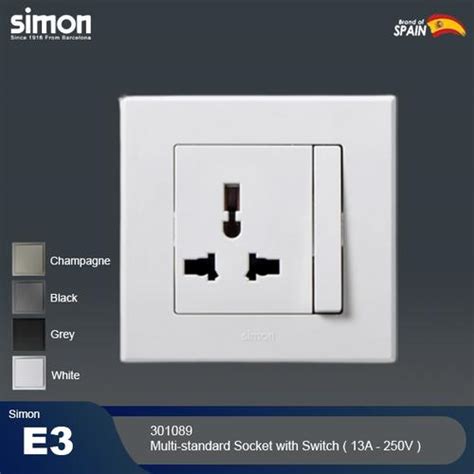 Jual Simon E3 Multi Standard Socket With Switch 13a 250v 301089 White Jakarta Pusat