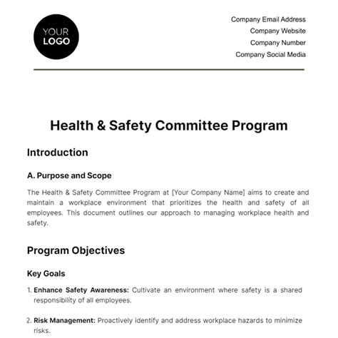 Free Health And Safety Committee Program Template To Edit Online