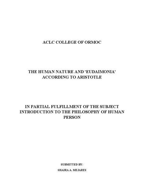 Philosophy Term Paper Pdf Aristotle Reason