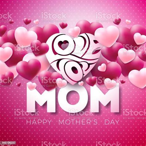 해피 어머니의 날 인사말 카드 디자인 마음과 사랑 엄마 빨간 배경에 인쇄 상의 요소 배너 전단지 초대장 브로셔 포스터에 대 한 벡터 축 하 일러스트 템플릿 낮에 대한 스톡