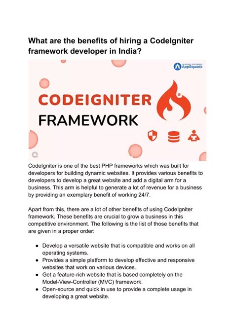 ppt what are the benefits of hiring a codeigniter framework