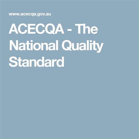 Acecqa The National Quality Standard National Quality Framework