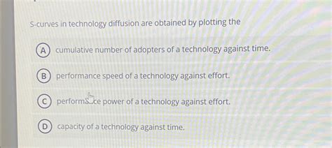 Solved S Curves In Technology Diffusion Are Obtained By