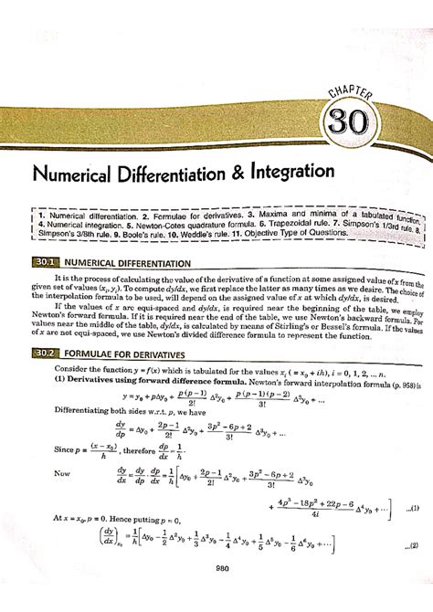 Numerical Differentiation And Integration Chapter 30 Numerical Differentiation Integration 1