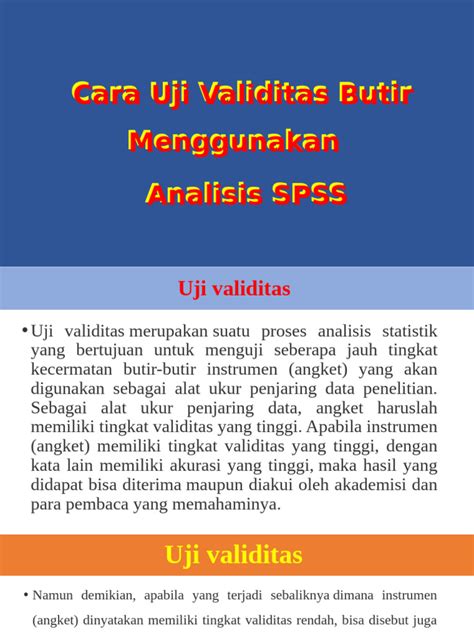 Cara Uji Validitas Butir Menggunakan Spss Pdf