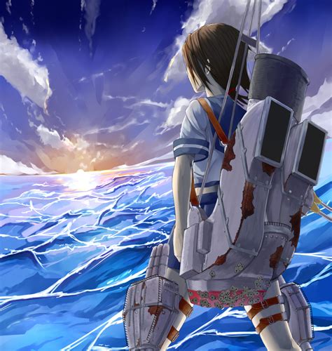 배경 화면 애니메이션 소녀들 간타이 컬렉션 후부키 칸 콜레 포니 테일 갈색 머리의 독주 삽화 디지털 아트 팬 아트 2000x2110 Garett