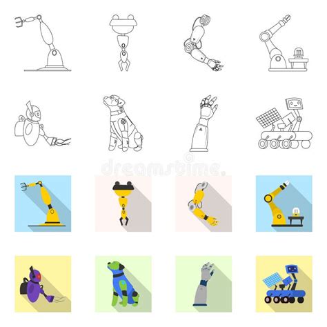 Isolated Object Of Robot And Factory Sign Set Of Robot And Space Vector Icon For Stock Stock