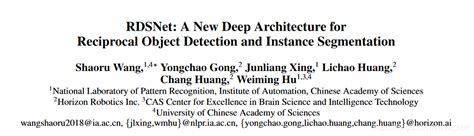 Rdsnet：统一目标检测和实例分割的新型网络