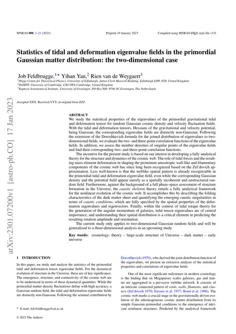 Pdf Statistics Of Tidal And Deformation Eigenvalue Fields In The