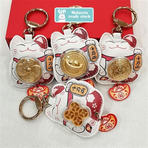 Lucky Cat Fortune Cat Keychain Fengshui Maneki Neko New Year T
