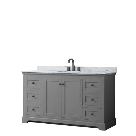 Wyndham Collection Avery 60 Inch Dark Gray Single Vanity White Carrara